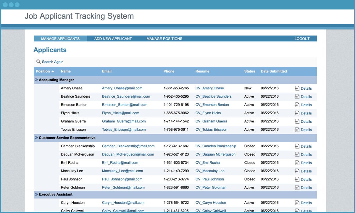 Applicant Tracking System - Free Template | Caspio Applicant Tracking System - Free Template | Caspio